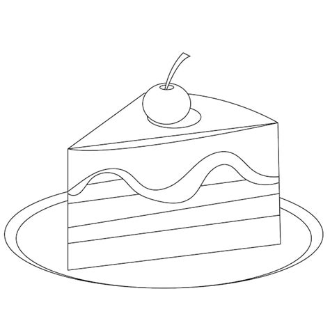 어린이와 성인을 위한 생일 케이크 색칠 그림 프리미엄 벡터