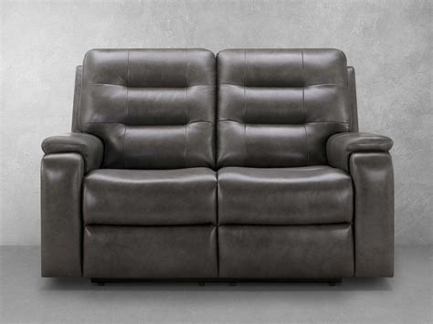 Waylen Top Grain Leather Manual Reclining Loveseat Gray