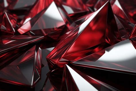 Premium Ai Image Abstract Metallic Red Ruby Silver Triangular Pattern 3d Render Illustration
