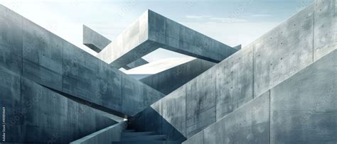 Geometric Concrete Structure With Intersecting Lines And Angular Forms Creating A Modern And