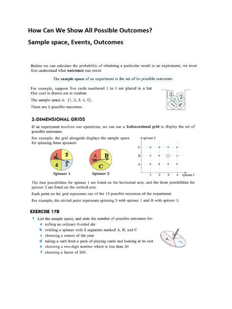 How Can We Show All Possible Outcomes Sample Space Events Outcomes Pdf