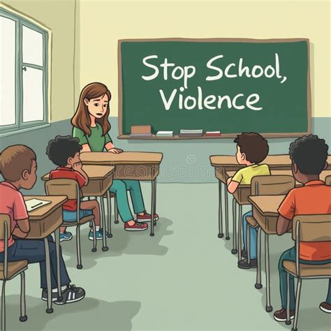 A Classroom Scene Depicts A Teacher And Students Sitting At Desks The