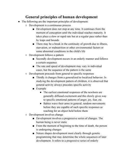General Principles Of Human Development It Continues From The Moment