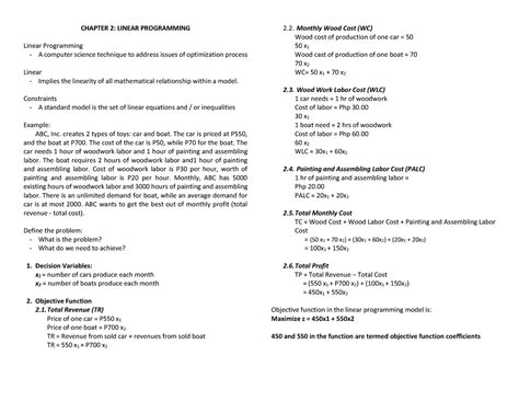 Notes Linear Programming Module Based Chapter 2 Linear Programming Linear Programming A