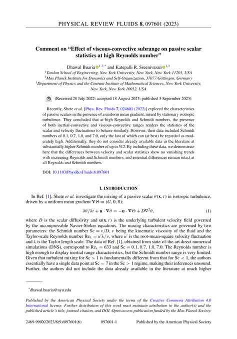 Pdf Comment On Effect Of Viscous Convective Subrange On Passive