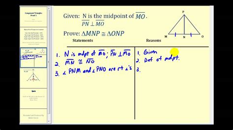 Example 1 Prove Two Triangles Are Congruent Youtube