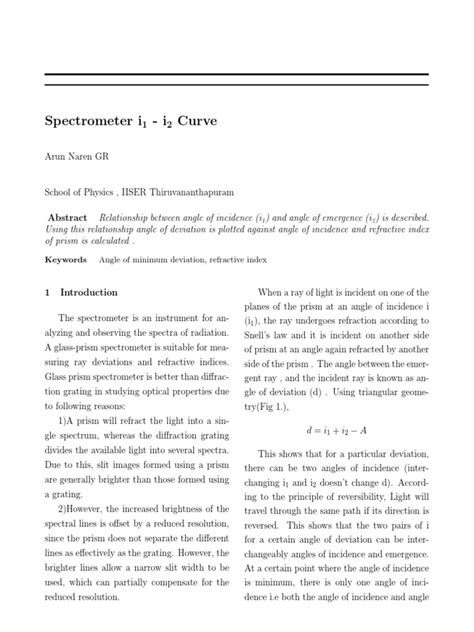 Spectrometer I I Curve Xx Pdf Refraction Refractive Index