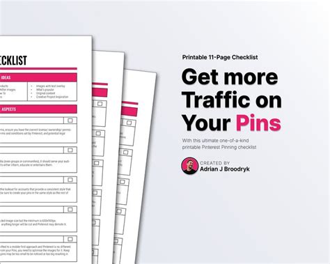 Printable Pinterest Pin Checklist Pinterest Marketing Guide Pinterest Checklist Pinterest