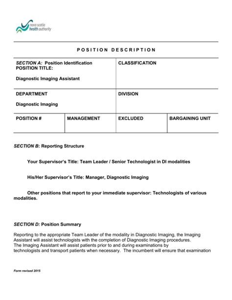 Diagnostic Imaging Technical Assistant Diagnostic Imaging Technical Assistant