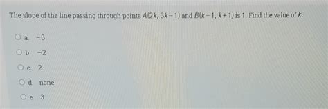 Solved The Slope Of The Line Passing Through Points