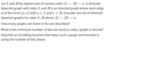 Solved Let L ﻿and R ﻿be Disjoint Sets Of Vertices With