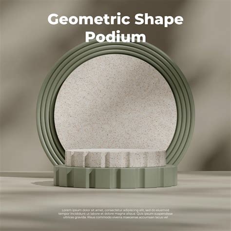 정사각형 3d 렌더링 모형에서 테라조 석재 질감이 있는 빈 연단 장면 이끼 녹색 프리미엄 Psd 파일