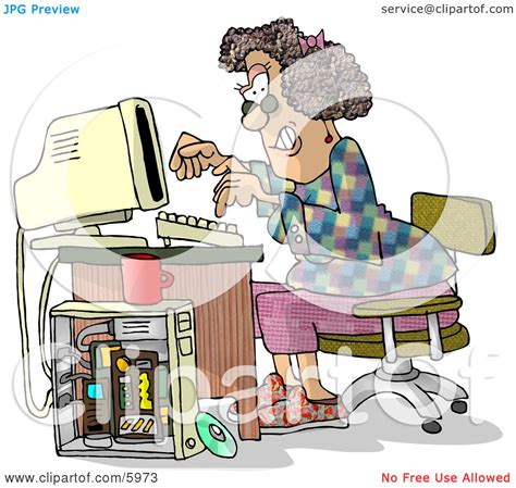 female computer hacker typing on a keyboard clipart picture by djart 5973
