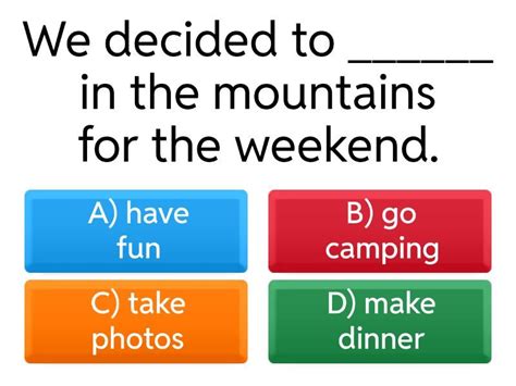 A2 Level English Collocation Test Multiple Choice Larisa Hw 1810
