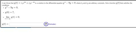 solved given that y t c1e 3t c2e 3t is a solution to