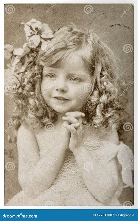 Vintage Portrait Of Naked Big Breast Sensual Girl Covered With B Stock