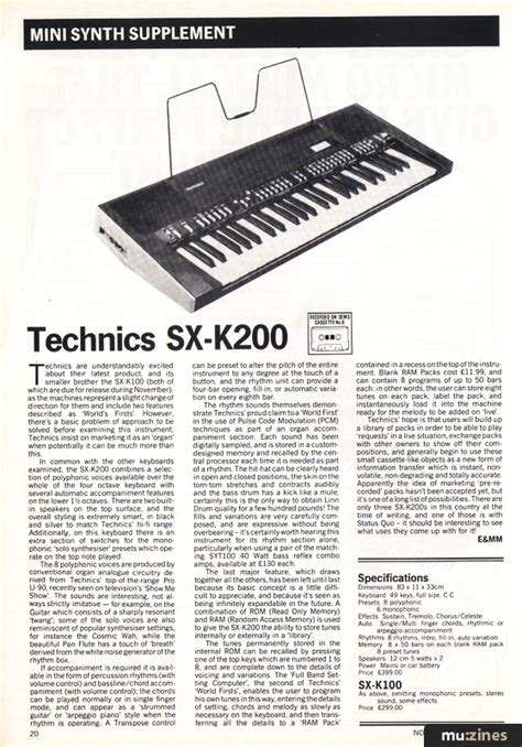 Technics SX K EMM Nov