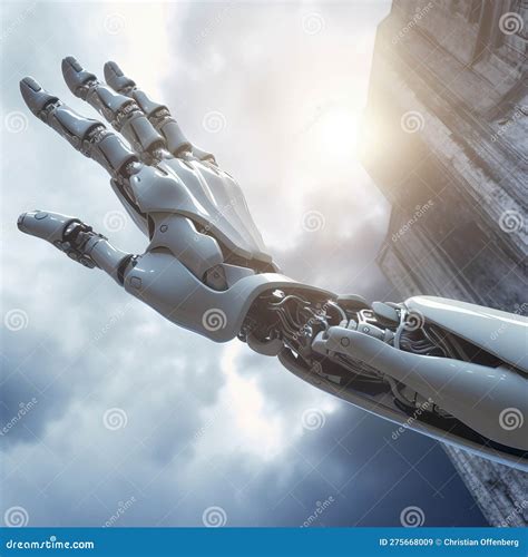 Robotic Arm Reaching Into Cleanroom And Retrieving Delicate Equipment Stock Image