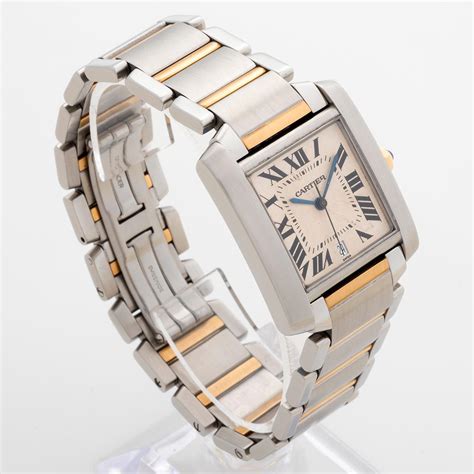 Cartier Tank Française Gold Steel Large Outstanding Condition At