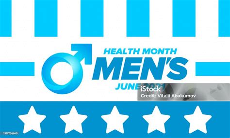 6 월 전국 남성 건강의 달 건강 교육 프로그램 미국에서 매년 축하 의료 개념 관리 및 건강 포스터 카드 배너 및 배경 벡터 일러스트레이션 0명에 대한 스톡 벡터 아트 및
