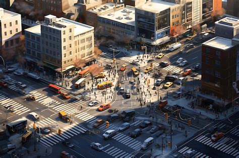 Premium Ai Image Busy Urban Intersection