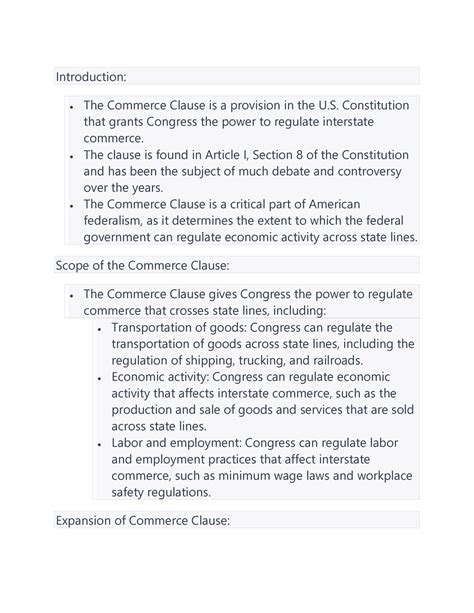 Commerce Clause Notes Introduction • The Commerce Clause Is A Provision In The U