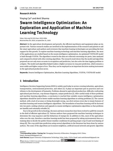 pdf swarm intelligence optimization an exploration and application