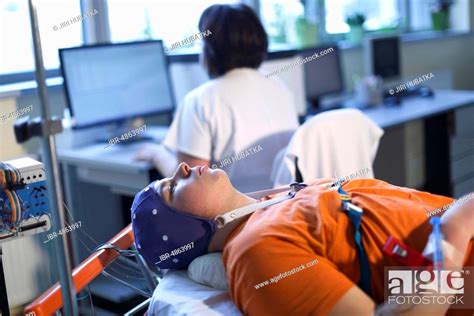 Electroencephalography EEG Patient In Neurological Brain Examination Neurology In Hospital