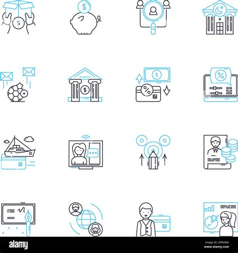 graph finance linear icons set graph finance trends projection
