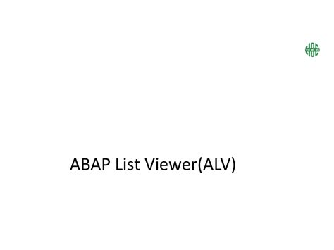 Abap List Viewer Alv Ppt