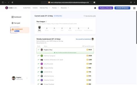Raghava N On Linkedin Codingchallenge Leaderboard Codingninjas Programming Top1
