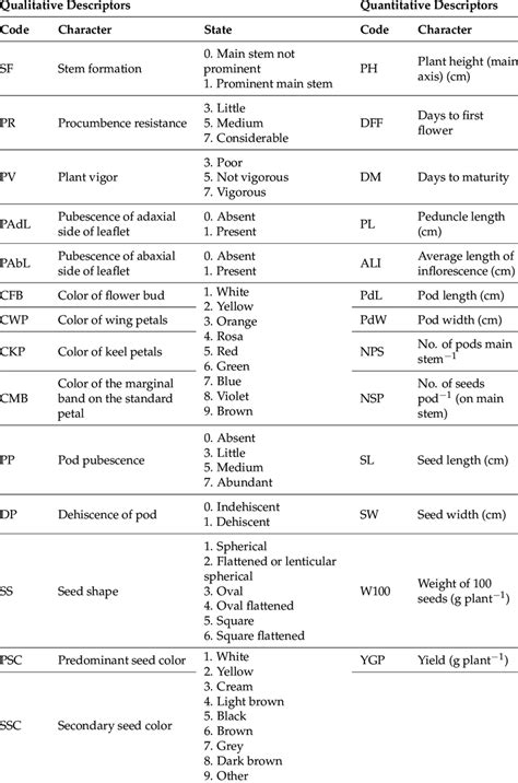Qualitative And Quantitative Descriptors Used To Characterize The 173