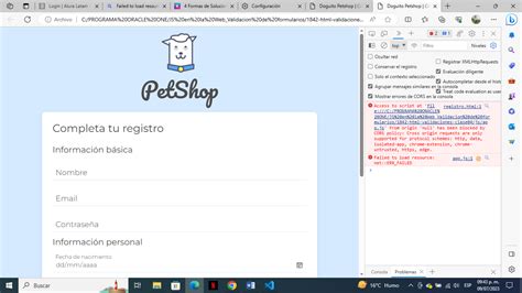 Failed To Load Resource Neterrfailed Js En La Web Validación De Formularios Y Html5