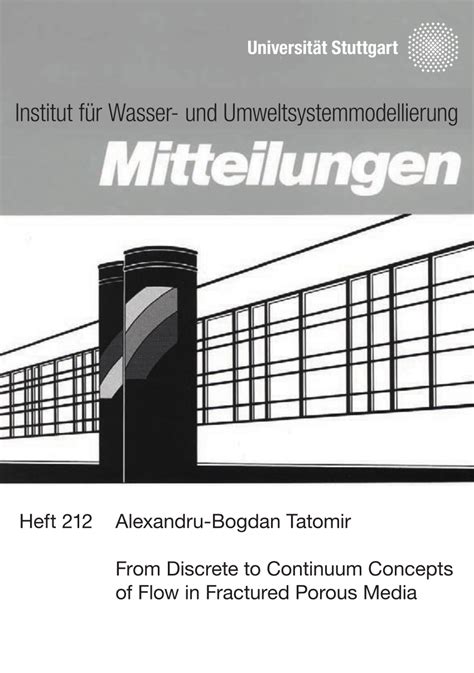 Pdf From Discrete To Continuum Concepts Of Flow In Fractured Porous Media