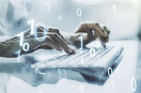 premium photo double exposure of creative abstract binary code