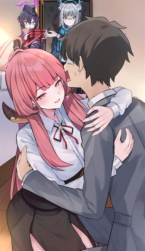 Sensei Shiroko Aru And Haruka Blue Archive And More Drawn By Mi Taro Danbooru