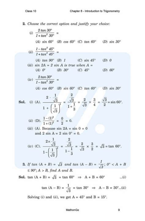 Ncert Solutions For Class 10 Maths Chapter 8 Introduction To Trigonometry Mathongo