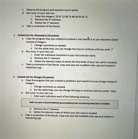 Solved Linked List For Integers Points A Create A Chegg Com