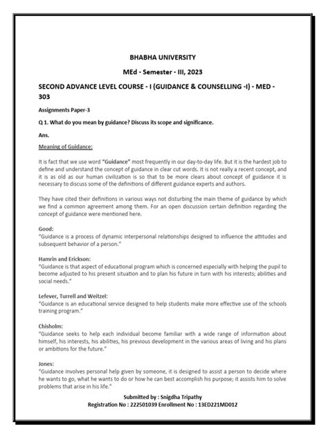 Assignment Papers 3 Semister Iii Pdf Teachers Counseling Psychology