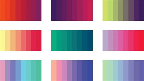 9 Colorful Gradient Colour Palette Set Design Flat Gradient Colour