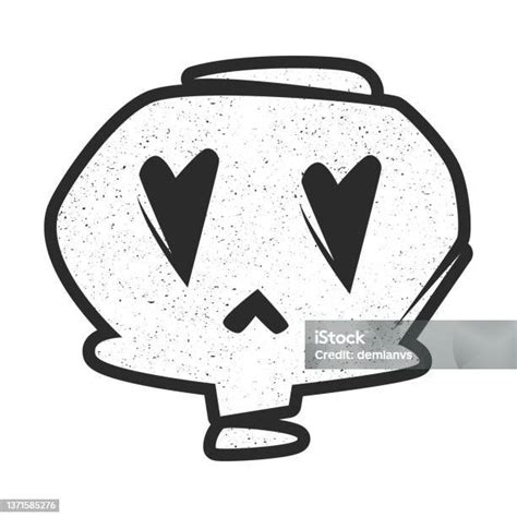 펑크 록 스타일 문신 디자인에 하트 모양의 눈으로 양식화 재미 흑백 튀는 두개골 검은색에 대한 스톡 벡터 아트 및 기타 이미지 검은색 고풍스런 공포 무서움 Istock