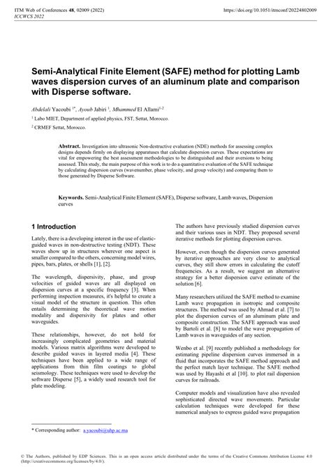 Pdf Semi Analytical Finite Element Safe Method For Plotting Lamb Waves Dispersion Curves Of