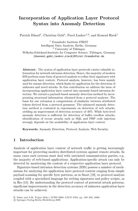 Pdf Incorporation Of Application Layer Protocol Syntax Into Anomaly