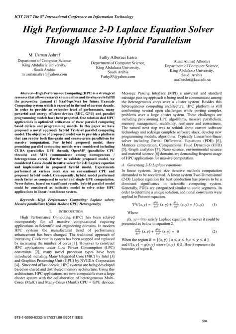 Pdf High Performance 2 D Laplace Equation Solver Through Massive Hybrid Parallelism