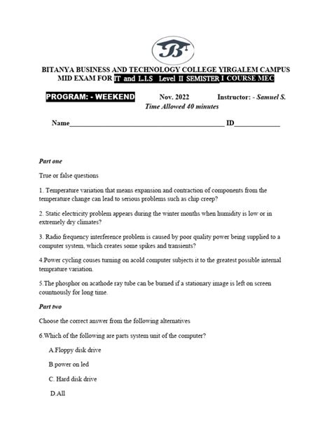 it exam download free pdf floppy disk computing