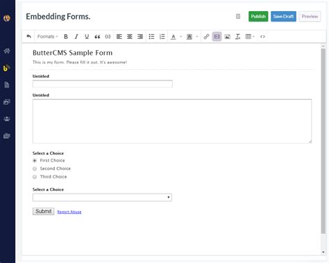Embedding Forms Knowledge Base ButterCMS
