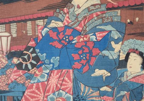 Utagawa Yoshiiku Courtesans At Yoshiwara Edomachi Figurative