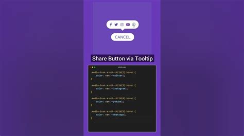 Share Button Hover Effect Via Tooltip Coding Htmldasar Htmlcss
