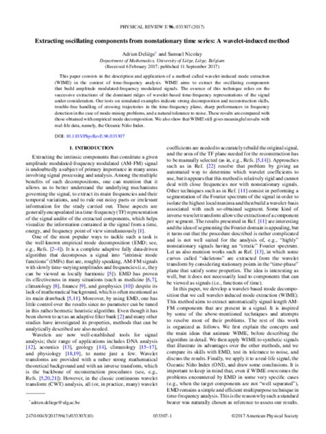 Extracting Oscillating Components From Nonstationary Time Series A Wavelet Induced Method
