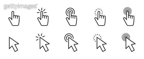 Pointer Click Icon Set Hand Cursor Click Arrow Pointer Computer